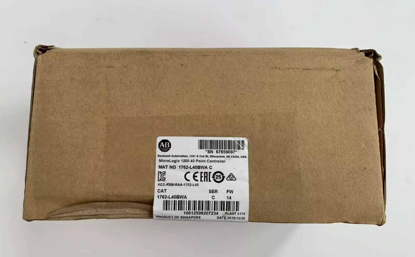 Allen-Bradley 1762-L40AWA SER C MicroLogix 1200 PLC Processor 40 Point ...