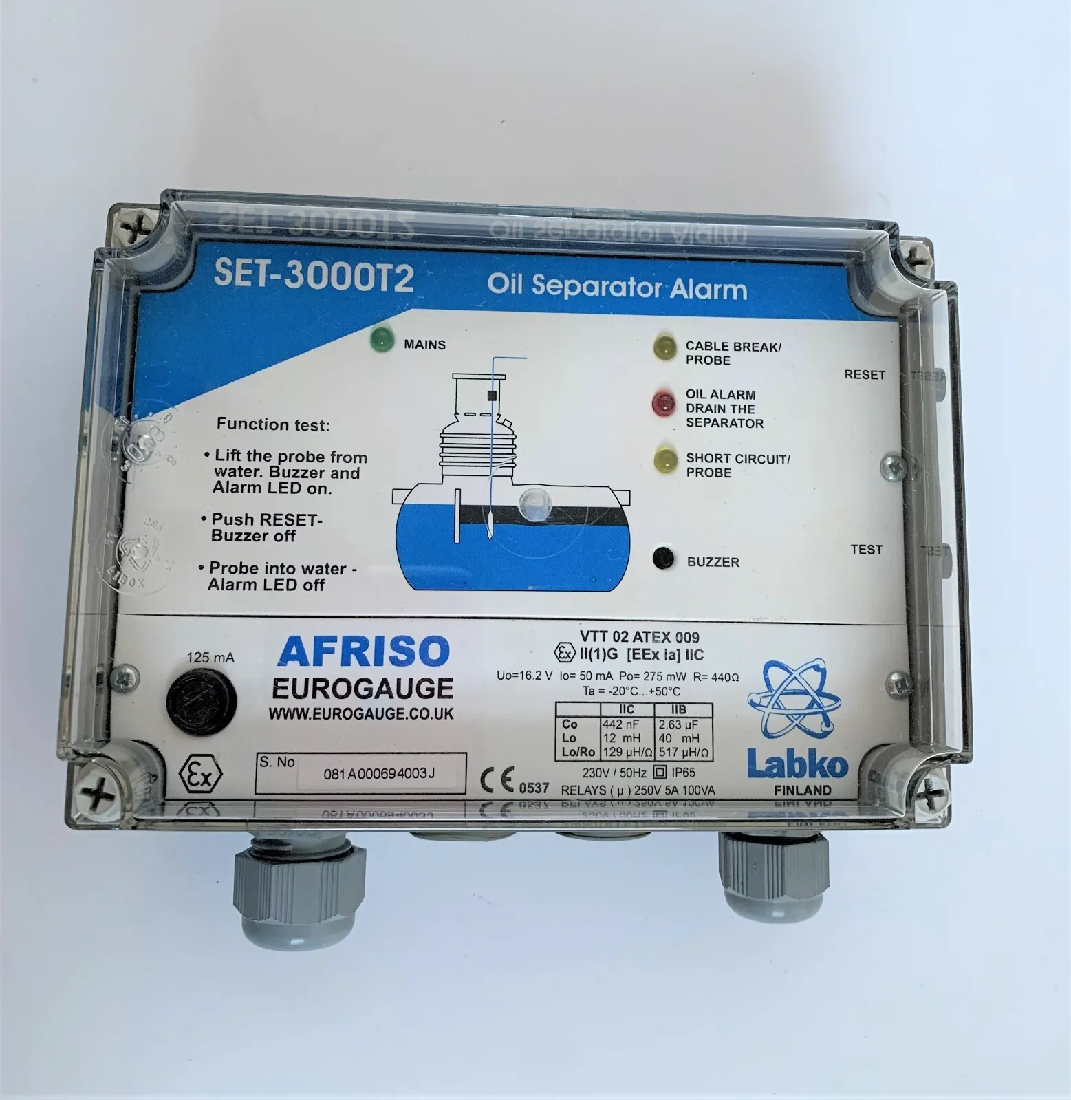 AFRISO EUROGAUGE SET-3000T2 Oil Separator and Grease Alarm Unit - XELL LTD